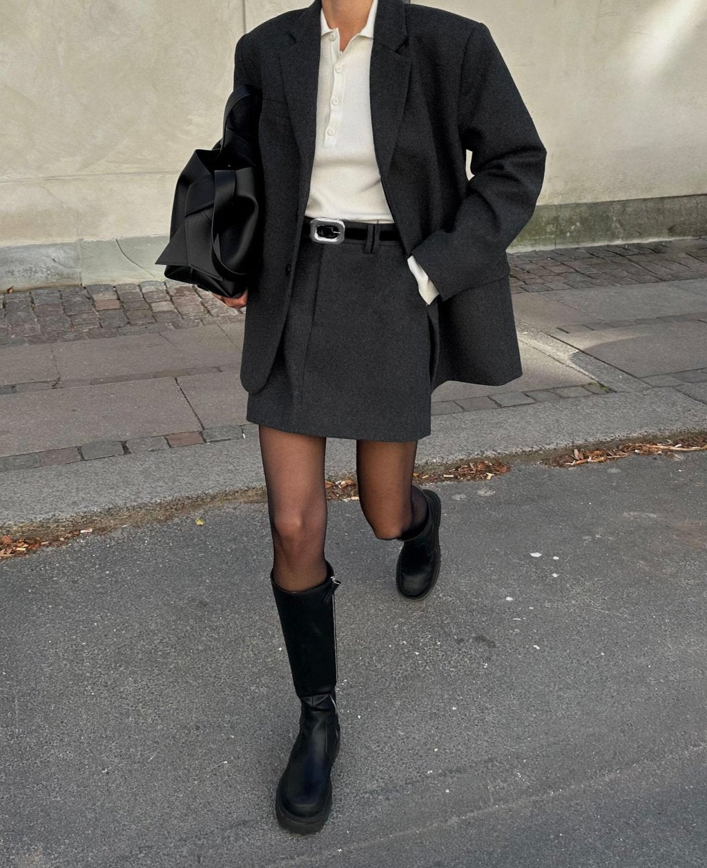 LUA WOOL MINI SKIRT | dark grey